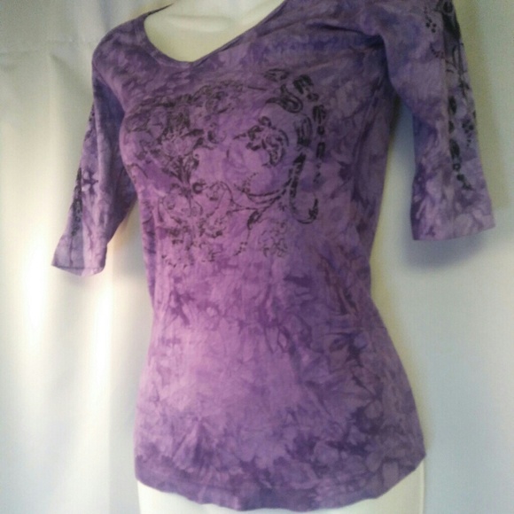 Sledge Usa | Tops | Sledge Purple Dyed And Printed Top Sz S | Poshmark